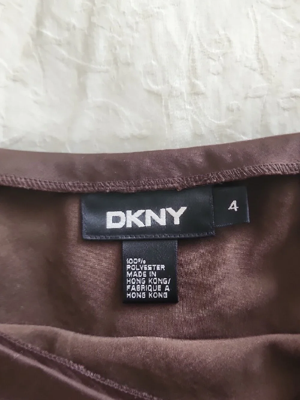 Dkny | Skirts | Dkny Brown Skirt With Red Lace Hem | Poshmark